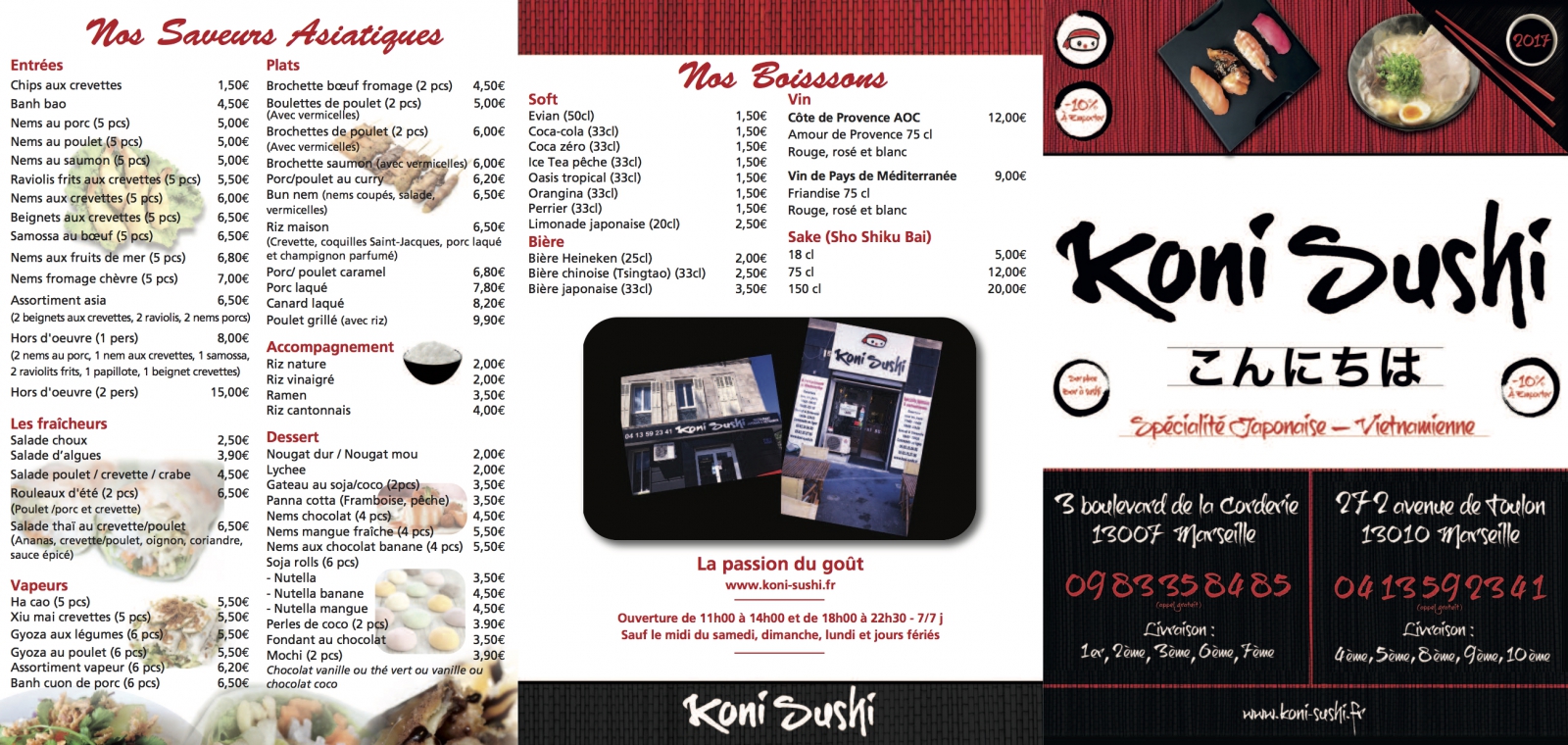 La carte - Koni-sushi